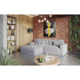 Ecksofa Home Affaire, B:264cm H:87cm T:196cm, silber, 100% Polyester, Wohnzimmer, Sofas, "Innovid L-Form", Modernes Modul-Polsterprogramm