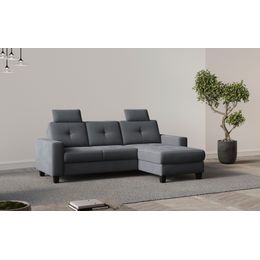 Ecksofa Home Affaire, B:239cm H:91cm T:164cm, grau, 100% Polyester, Wohnzimmer, Sofas, "Varese", wahlweise mit Bettfunktion und Bettkasten
