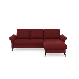 Ecksofa Home Affaire, B:258cm H:91cm T:165cm, rot, 100% Polyester, Wohnzimmer, Sofas, "Calando L-Form", wahlweise mit Bettfunktion, Bettkasten und