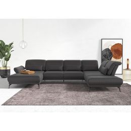 Sit & More Wohnlandschaft SIT & MORE, B:382cm H:88cm T:242cm, grau, 100% Polyester, Sofas, "Coco U-Form", Sitztiefen-, Arm- und Kopfteilverstellung, Cord-Bezug,