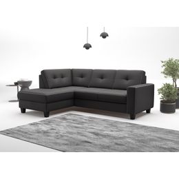 Ecksofa Home Affaire, B:226cm H:91cm T:170cmschwarz, Wohnzimmer, Sofas, "Varese", wahlweise mit Bettfunktion und Bettkasten