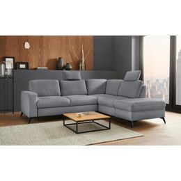 Ecksofa Home Affaire, B:249cm H:88cm T:212cm, blau, Struktur impr&auml;gniert - feucht abwischbar (100% Polyester);Struktur Flausch (90% Polyester, 10%