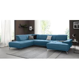 Wohnlandschaft Home Affaire, B:334cm H:81cm T:235cm, blau, Flachgewebe Mura: (100% Polyester);Luxus-Microfaser Vintageoptik (100%