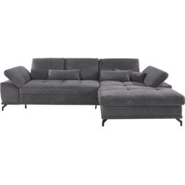 Ecksofa OTTO HOME, B:301cm H:89cm T:176cm, grau, 100% Polyester;Samtoptik (100% Polyester), Wohnzimmer, Sofas, "Costello L-Form, B: 301 cm mit