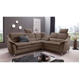 Ecksofa Home Affaire, B:249cm H:90cm T:209cm, braun, Luxus-Microfaser Lederoptik (100% Polyester);Luxus-Microfaser (100% Polyester);Luxus-Microfaser