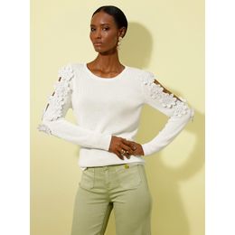 CR&Eacute;ATION L Strickpullover CREATION L "Lyocell-Mix-Pullover", Damen, Gr. 42, ecru, 42% Viskose, 30% Lyocell, 28% Polyester, unifarben, Pullover Strickpullover