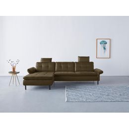 Ecksofa Home Affaire, B:267cm H:83cm T:174cm, gr&uuml;n, 100% Polyester, Wohnzimmer, Sofas, "Birkholm L-Form", Armlehnverstellung, auch in Easy Clean