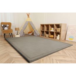 Teppich Paco Home, B:200cm H:24mm L:350cm, grau, Polyester, Wohnzimmer, Teppiche, "Tatami 475", Kurzflor, Uni-Farben, mit Memory Foam, waschbar