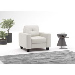 Sessel Home Affaire, B:96cm H:91cm T:90cm, wei&szlig;, Wohnzimmer, Sessel, "Varese", Kreuznaht in beige