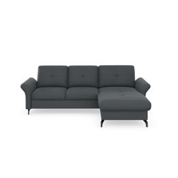 Ecksofa Home Affaire, B:258cm H:91cm T:165cm, grau, 100% Polyester, Wohnzimmer, Sofas, "Calando L-Form", wahlweise mit Bettfunktion, Bettkasten und