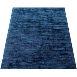 Teppich Paco Home, B:80cm H:9mm L:150cm, blau, Viskose, Wohnzimmer, Teppiche, "Glori 330", Handweb, Kurzflor, 100% Viskose, handgewebt, mit leichtem