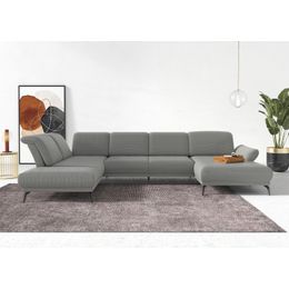 Sit & More Wohnlandschaft SIT & MORE, B:382cm H:88cm T:242cm, silber, 100% Polyester, Sofas, "Coco U-Form", Sitztiefen-, Arm- und Kopfteilverstellung,