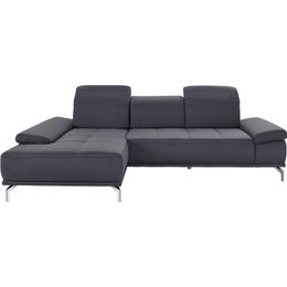 Ecksofa Home Affaire, B:269cm H:97cm T:174cm, grau, Flachgewebe Mura: (100% Polyester);Luxus-Microfaser Vintageoptik (100%