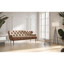 3-Sitzer Home Affaire, B:193cm H:97cm T:87cm, braun, 100% Polyester, Sofas, "Amber", mit Knopfheftung,in verschieden Stoffarten