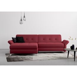 Ecksofa Home Affaire, B:284cm H:89cm T:179cm, rot, 100% Polyester, Wohnzimmer, Sofas, "Maredo L-Form", Federkern, wahlweise auch mit Kopfteil- und