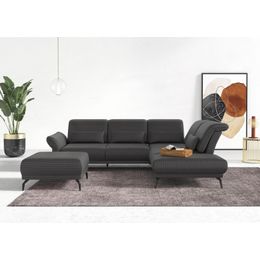 Ecksofa Home Affaire, B:294cm H:88cm T:242cm, grau, 100% Polyester, Wohnzimmer, Sofas, "Coco L-Form", Sitztiefen-, Arm- und Kopfteilverstellung,