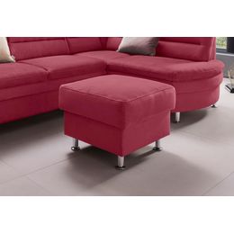 Hocker Home Affaire, B:58cm H:47cm T:58cm, rot, Struktur impr&auml;gniert (100% Polyester);Luxus-Microfaser ALTARA NUBUCK (100% Polyester);Struktur (52%