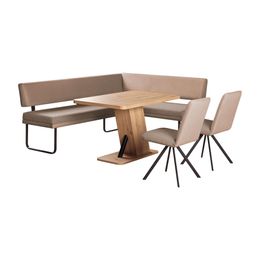 Eckbankgruppe Home Affaire, B:214cm H:87cm T:164cmdunkelbeige, taupe, schwarz, MDF, Massivholz, Metall, Polyester, Spanplatte, Esszimmer,