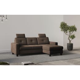Ecksofa Home Affaire, B:239cm H:91cm T:164cm, braun, 100% Polyester, Wohnzimmer, Sofas, "Varese", wahlweise mit Bettfunktion und Bettkasten