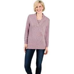 CR&Eacute;ATION L Damen V-Ausschnitt-Pullover in 2-in-1-Optik orchidee-meliert Gr&ouml;&szlig;e 38