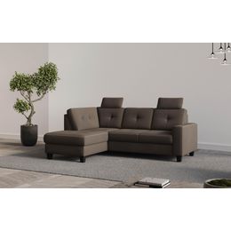 Ecksofa Home Affaire, B:226cm H:91cm T:170cm, braun, 90% Polyester 10% Polyamid, Wohnzimmer, Sofas, "Varese", wahlweise mit Bettfunktion und