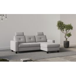 Ecksofa Home Affaire, B:239cm H:91cm T:164cm, silber, 90% Polyester 10% Polyamid, Wohnzimmer, Sofas, "Varese", wahlweise mit Bettfunktion und