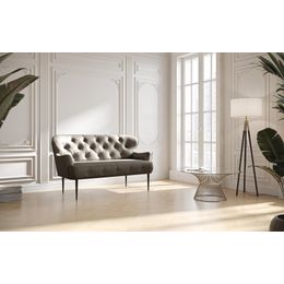 2-Sitzer Home Affaire "Amber", grau (anthrazit), B:153cm H:97cm T:87cm, 100% Polyester, Sofas, mit Knopfheftung,in verschieden Stoffarten