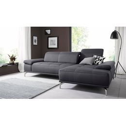 Ecksofa Home Affaire, B:269cm H:97cm T:174cm, grau, Flachgewebe Mura: (100% Polyester);Luxus-Microfaser Vintageoptik (100%
