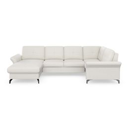 Wohnlandschaft Home Affaire "Calando U-Form", grau (hellgrau), B:326cm H:91cm T:188cm, 92% Polyester 8% Polyamid, Sofas, Wohnlandschaft, wahlweise mit Bettfunktion, Bettkasten und Armteilfunktion