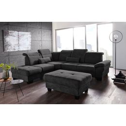 Ecksofa Home Affaire, B:283cm H:84cm T:253cm, schwarz, Struktur fein (100% Polyester);Luxus-Microfaser weich (90% Polyester, 10% Polyamid),