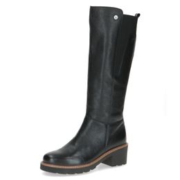 Stiefel Caprice, Damen, Gr. 37, Normalschaft, schwarz, Leder, Schuhe Stiefel, Blockabsatz, Langschaftstiefel mit Kontrast-Rahmennaht
