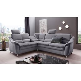 Ecksofa Home Affaire, B:249cm H:90cm T:209cm, grau, Luxus-Microfaser Lederoptik (100% Polyester);Luxus-Microfaser (100% Polyester);Luxus-Microfaser