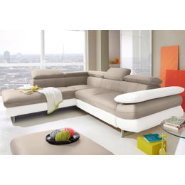 Ecksofa COTTA, B:279cm H:73cm T:228cm, wei&szlig;, Wohnzimmer, Sofas, "Solution L-Form", mit Arm- & Kopfteilverstellung, wahlweise mit Bettfunktion