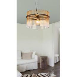 Globo LIGHTING H&auml;ngeleuchte "GORLEY", &Oslash; 40cm H: 150cm, 1 Stk., gold, Wohnzimmer, Leuchten, H&auml;ngelampe schwarz Glasst&auml;be amber klar verlaufend elegant