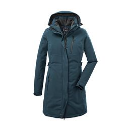 Parka Killtec "KOW 165 WMN PRK", Damen, Gr. 50, blau (hellpetrol), Obermaterial: 100% Polyester;Futter: 100% Polyester;F&uuml;llung: 100% Polyester, Jacken Parka, Wasser- und winddichter Parka mit Teddyfleece und abnehmbarer Kapuze