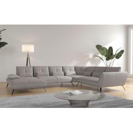 Wohnlandschaft OTTO HOME, B:376cm H:88cm T:297cm, grau, 100% Polyester, Sofas, "Mikado U-Form", inkl. Sitztiefenverstellung und Armteilverstellung