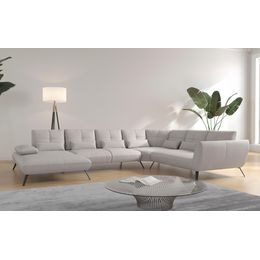 Wohnlandschaft OTTO HOME, B:376cm H:88cm T:297cm, grau, 95% Polyester 5% Polyamid, Sofas, "Mikado U-Form", inkl. Sitztiefenverstellung und