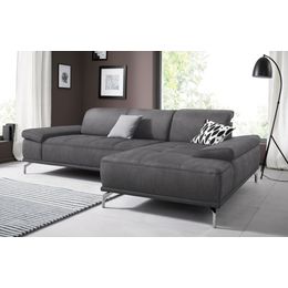 Ecksofa Home Affaire, B:269cm H:97cm T:174cm, grau, Flachgewebe Mura: (100% Polyester);Luxus-Microfaser Vintageoptik (100%