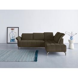 Ecksofa Home Affaire, B:260cm H:79cm T:220cm, gr&uuml;n, 100% Polyester, Wohnzimmer, Sofas, "Fresh L-Form", Federkern, wahlweise Kopfteilverstellung und