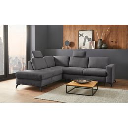 Ecksofa Home Affaire, B:249cm H:88cm T:212cm, grau, Struktur impr&auml;gniert - feucht abwischbar (100% Polyester);Struktur Flausch (90% Polyester, 10%