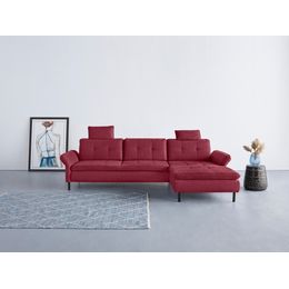 Ecksofa Home Affaire, B:267cm H:83cm T:174cm, rot, 100% Polyester, Wohnzimmer, Sofas, "Birkholm L-Form", Armlehnverstellung, auch in Easy Clean Bezug
