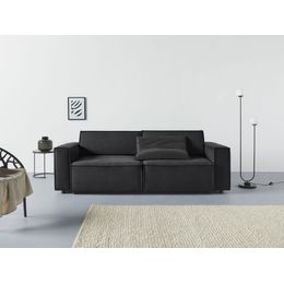 Schlafsofa Home Affaire, B:245cm H:90cm T:102cm, schwarz, 100% Polyester, Jugendzimmer, Sofas, "Marva", incl. Bettfunktion und Bettkasten, Federkern