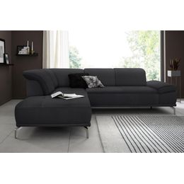 Ecksofa Home Affaire, B:262cm H:97cm T:233cm, schwarz, Luxus-Microfaser Vintageoptik (100% Polyester);Flachgewebe Mura: (100%