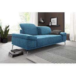 3-Sitzer Home Affaire "Caluna", blau (azur), B:212cm H:97cm T:111cm, Luxus-Microfaser Vintageoptik (100% Polyester);Flachgewebe Mura: (100% Polyester);Luxus-Mikrofaser (90% Polyester, 10% Polyamid), Sofas, mit Sitztiefen- und Kopfteilverstellung
