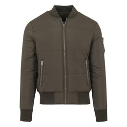 Anorak Urban Classics "Urban Classics Herren Basic Quilt Bomber Jacket", Damen, Gr. S, olive, 100% Polyester, unifarben, normal, Rundhals, Jacken