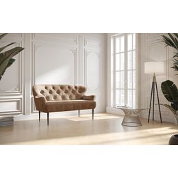 2-Sitzer Home Affaire, B:153cm H:97cm T:87cm, braun, 100% Polyester, Sofas, "Amber", mit Knopfheftung,in verschieden Stoffarten