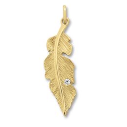 ONE ELEMENT M&auml;dchen Kettenanh&auml;nger "Zirkonia Feder Anh&auml;nger aus 333 Gelbgold", Gelbgold 333 Gold, gold, Gelbgold 333, Gold, Schmuckanh&auml;nger,