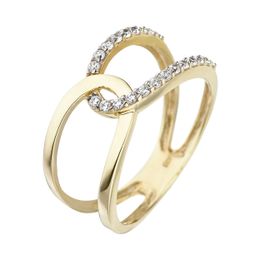 Goldring Jobo Gr. 50, gelb (gelbgold 375), Fingerringe, Damen, 50, Gelbgold 375, Goldring, 375 Gold mit Zirkonia