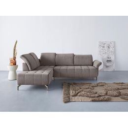 Ecksofa Home Affaire, B:260cm H:79cm T:220cm, braun, 100% Polyester, Wohnzimmer, Sofas, "Fresh L-Form", Federkern, wahlweise Kopfteilverstellung und