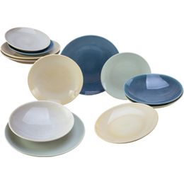 Creatable Tafelservice "Geschirr-Set Reactive", 12 Stk., blau, Geschirr-Sets, Service, nostalgische Spezialglasur, 12 Teile, f&uuml;r 4 Personen